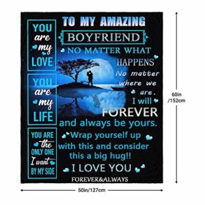 to My Amazing Boyfriend Blanket from Girlfriend 60"×50",Best for Him Boyfriend,Unique Birthday Gifts for Boyfriend,Valentines Day Gifts for Boyfriend,Throw Blanket for Boyfriend