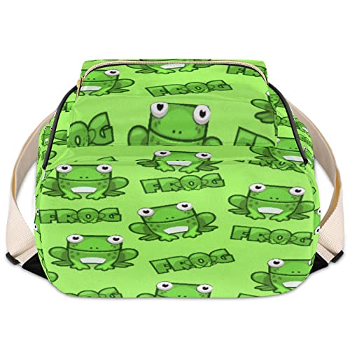 Green Frog Mini Backpack Purse for Women, Cartoon Frog Leather Small Backpack Casual Travel Daypacks Shoulder Bag for Girls Teen