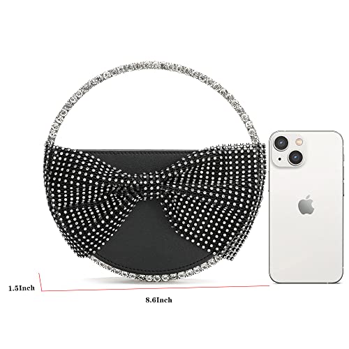 Evening Clutch Bag for Women Rhinestone Diamond Frame Wedding Party Circular Clutch Purse Handbag