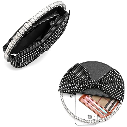 Evening Clutch Bag for Women Rhinestone Diamond Frame Wedding Party Circular Clutch Purse Handbag