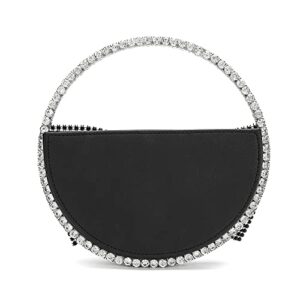 Evening Clutch Bag for Women Rhinestone Diamond Frame Wedding Party Circular Clutch Purse Handbag