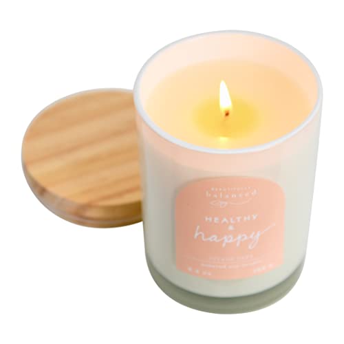 Beautifully Balanced Scented Lidded Glass Soy Candle, Healthy + Happy, 9.3 oz.