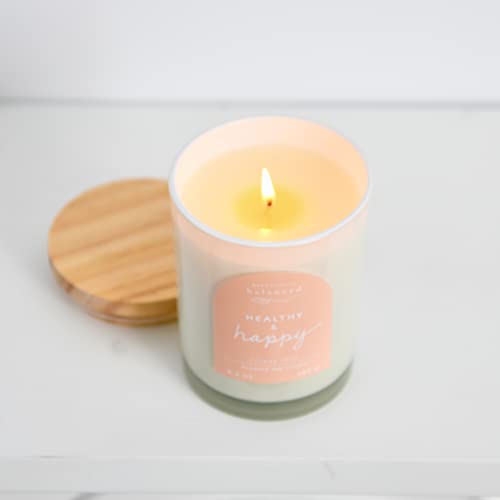 Beautifully Balanced Scented Lidded Glass Soy Candle, Healthy + Happy, 9.3 oz.