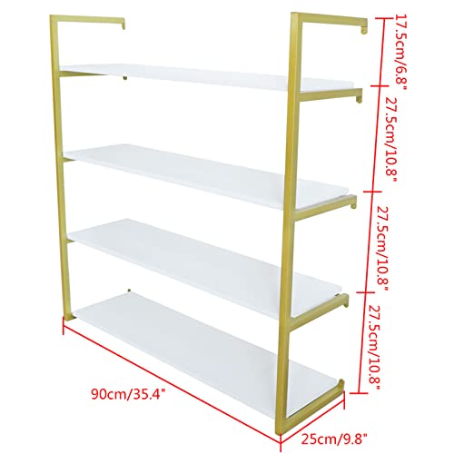 Eapmic 4-Tier 36in Floating Wall Shelves,Wall Mounted Storage DIY Open Bookshelf Decor Book for Living, Dining Room, Office, Wood Wall Shelf with Metal Brackets (4-Tier,36in,Gold)