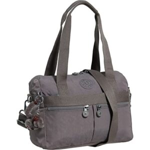 kipling klara satchel cross body, cool grey tonal, one size