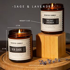 Sage Candles for Cleansing House, 14.4 oz Candles for Home Scented, Odor Eliminating Candle, Sage Candles for Cleansing House Negative Energy, Lavender Candles Gifts for Women, Mother's Day