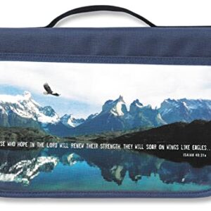 Isaiah 40:31 Eagle Bible Cover, Zippered, with Handle, Canvas, Navy, Large