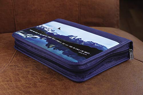 Isaiah 40:31 Eagle Bible Cover, Zippered, with Handle, Canvas, Navy, Large