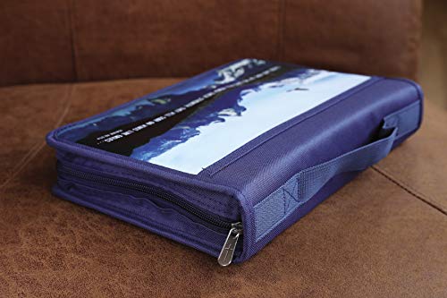 Isaiah 40:31 Eagle Bible Cover, Zippered, with Handle, Canvas, Navy, Large