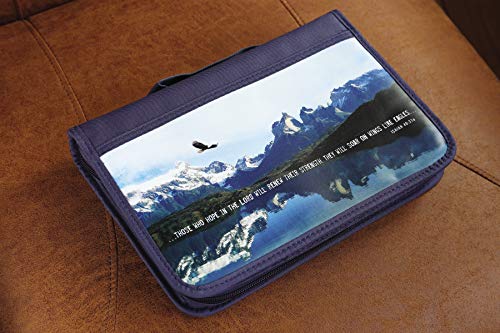 Isaiah 40:31 Eagle Bible Cover, Zippered, with Handle, Canvas, Navy, Large