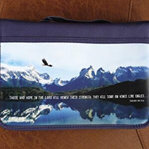 Isaiah 40:31 Eagle Bible Cover, Zippered, with Handle, Canvas, Navy, Large