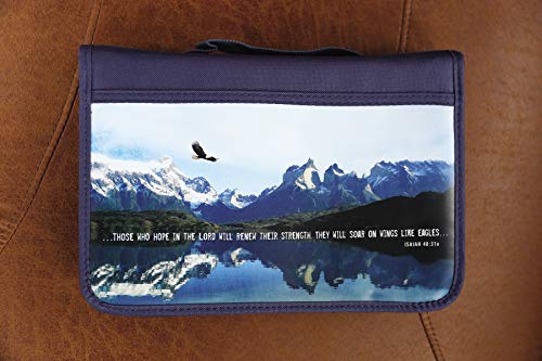 Isaiah 40:31 Eagle Bible Cover, Zippered, with Handle, Canvas, Navy, Large