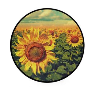 round area rug non-slip carpet sunflower blooming golden circle rugs 3 feet rugs floor mats soft carpet machine washable floor mat for living room bedroom nursery room home decor