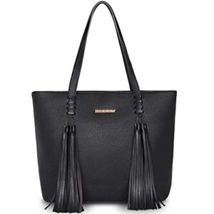 montana west tote bag for women vegan leather large concealed carry purse for work fashion shoulder handbag with fringe,mwc-g029bk