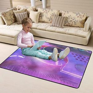 Large Video Gaming Area Rug for Kid's Bedroom, Gamer Carpet for Teen Boys Playroom, Gamer Room Decor Indoor Polyester Area Rugs Yoga Mat with Anti-Slip Rubber Back, Washable Living Room Sofa Floor Mat