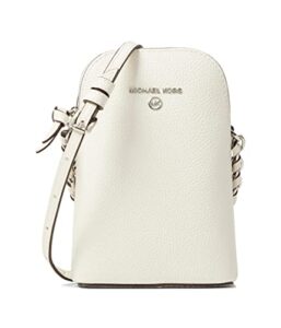 michael kors jet set charm small north/south chain phone crossbody optic white one size