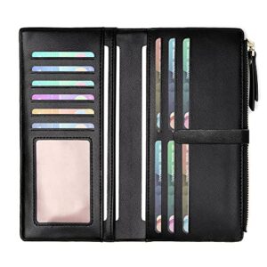 badiya ultra slim wallet credit card holder thin bifold clutch wallets with zipper pocket for women