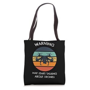 warning may start talking about drones quadrocopter drone tote bag