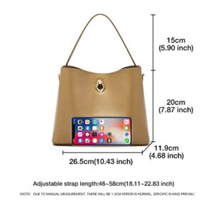 FOXLOVER Cow Leather Crossbody Bag for Women Large Capacity Bucket Bags Stylish Ladies Shoulder Bag Purse Handbag