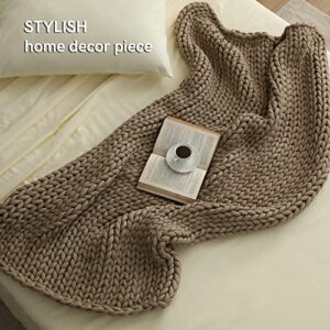 YnM Original Hand Knitted Throw Blanket, Cosy & Breathable Chunky Knit Throw, no Pilling or Shedding, Stylish Home Décor Piece (Beige, 40"x50")