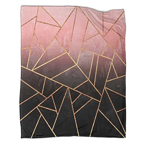 fucyBu Marble Blanket,Pink Black Gradient Stone Surface Gold Line Geometric Marble Throw Blanket,Home Durable Blanket,60x80inch(150x200cm) Blankets for Sofa Couch Travel