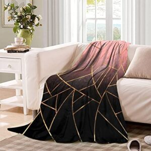 fucyBu Marble Blanket,Pink Black Gradient Stone Surface Gold Line Geometric Marble Throw Blanket,Home Durable Blanket,60x80inch(150x200cm) Blankets for Sofa Couch Travel