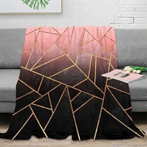 fucyBu Marble Blanket,Pink Black Gradient Stone Surface Gold Line Geometric Marble Throw Blanket,Home Durable Blanket,60x80inch(150x200cm) Blankets for Sofa Couch Travel