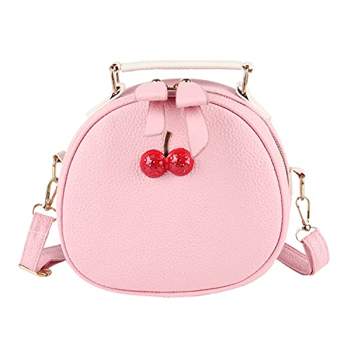 SUKUTU Women Cute Cherry Tote Handbag Girls Small Circle Round Crossbody Shoulder Bag Clutch Purse