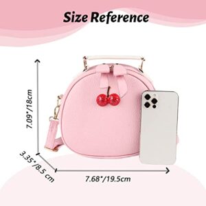 SUKUTU Women Cute Cherry Tote Handbag Girls Small Circle Round Crossbody Shoulder Bag Clutch Purse