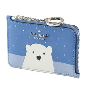 kate spade new york wallet arctic friends l-zip card holder wallet, polar bear