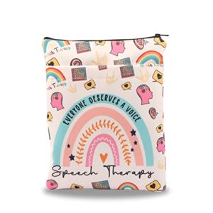 speech therapist book sleeve slp gift speech language pathologist book cover speech therapy book sack slp graduation gift waterproof zipper book bag (stherapybs)