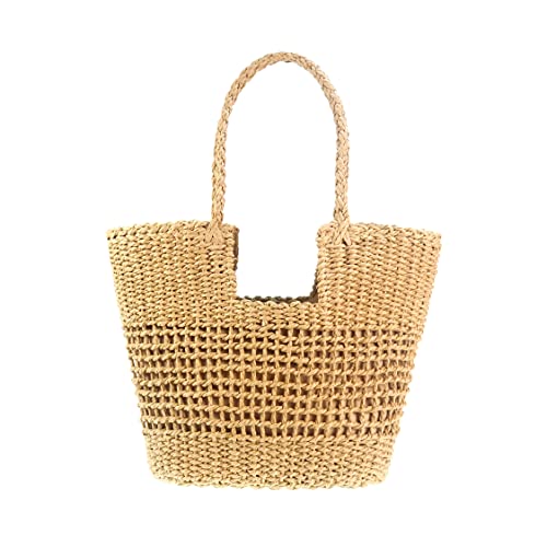 Handwoven Straw Vintage Purse Bag Bohemian Hollow Out Straw Beach Bag Casual Handbag Shoulder Bag Tote Rattan Vacation Bag