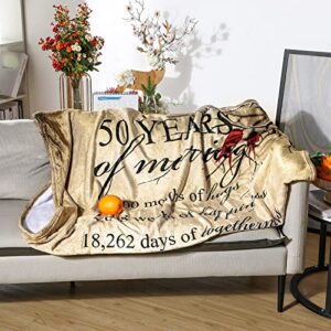 Wedding Anniversary Blanket Gifts Anniversary Marriage Throws Blanket Gifts Golden Marriage Anniversary Blanket Gifts for Wife Husband Mom Dad Couple Parents Grandpa Grandma (50th)