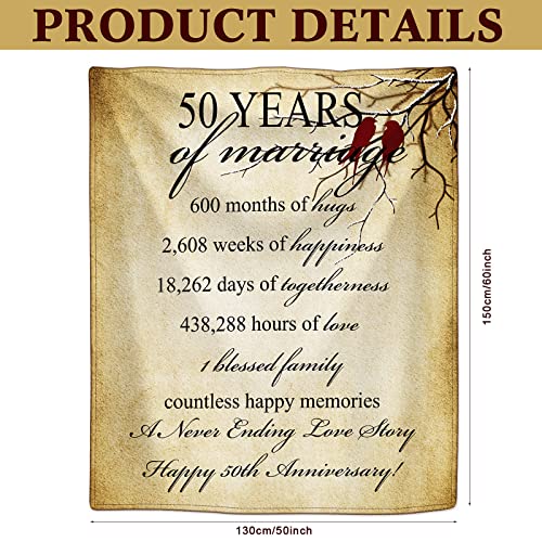 Wedding Anniversary Blanket Gifts Anniversary Marriage Throws Blanket Gifts Golden Marriage Anniversary Blanket Gifts for Wife Husband Mom Dad Couple Parents Grandpa Grandma (50th)