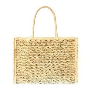 Handwoven Straw Vintage Purse Bag Bohemian Large Straw Beach Bag Chic Casual Handbag Shoulder Bag Tote Rattan Vacation Bag