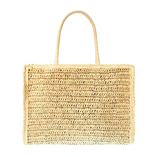 Handwoven Straw Vintage Purse Bag Bohemian Large Straw Beach Bag Chic Casual Handbag Shoulder Bag Tote Rattan Vacation Bag