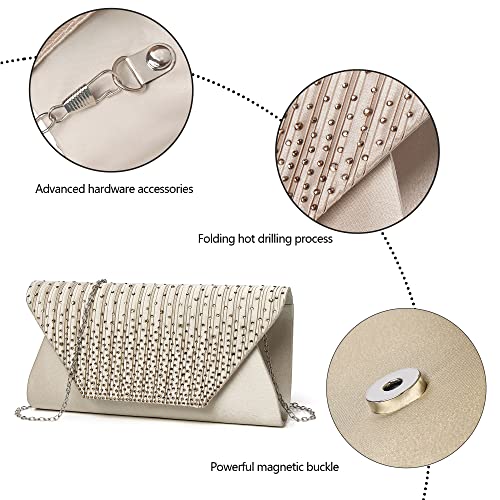 Clutch Purses for Women Wedding Purses for Women Evening Bag Evening Clutch Purses for Women Formal Women's Evening Handbags Bridal Clutch Wedding Clutch Wedding Purse Small Clutch (Champagne)