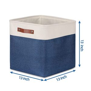 Temary Storage Baskets for Cube Organizer 10Pack Fabric Basket with Handles for Organizing Cube Storage Bins Storage Basket Shelf Baskets for Home Office Closet (White&Blue)