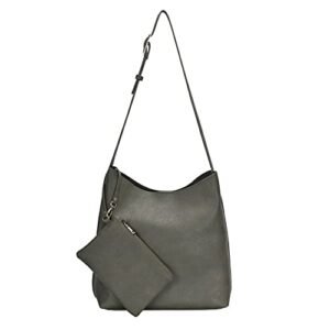 antik kraft the ophelia hobo shoulder bag purse for women with detachable wristlet, soft distressed vegan leather – olive