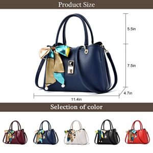 Women's Top Handle Cross Body Handbag Middle Size Purse Durable Soft PU Leather Messenger Tote Bag for Ladies (White)