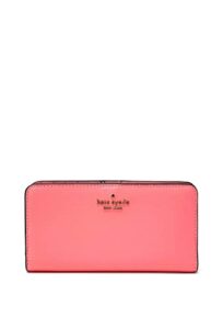 kate spade new york darcy large slim bifold leather wallet in peach nactar/gold