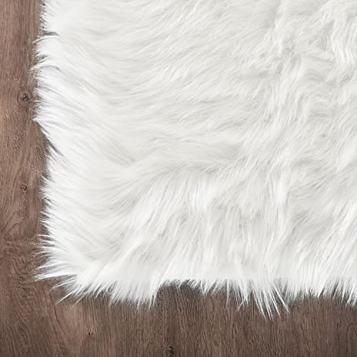 Latepis White Sheepskin Rug 2x3 Faux Fur Sheepskin Rug for Living Room Fluffy Washable Rug for Bedroom Luxury Room Decor Furry Rug Rectangle