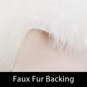 Latepis White Sheepskin Rug 2x3 Faux Fur Sheepskin Rug for Living Room Fluffy Washable Rug for Bedroom Luxury Room Decor Furry Rug Rectangle