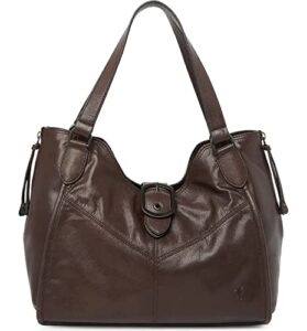 frye gina leather tote bag (brown)