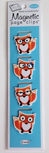 Cute Foxes Illustrated Magnetic Page Clips Set of 4 by Re-marks