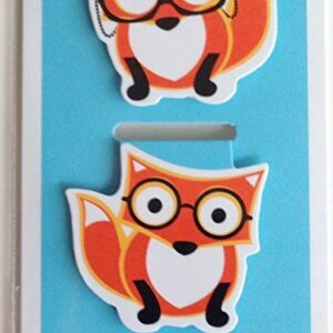 Cute Foxes Illustrated Magnetic Page Clips Set of 4 by Re-marks