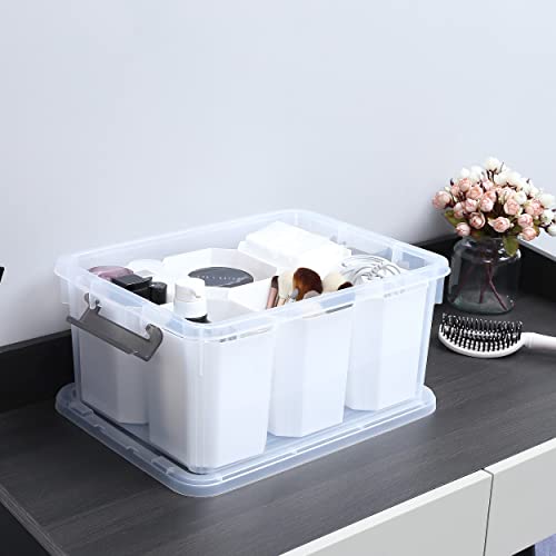 Citylife 17 QT Plastic Storage Bins with 6 Detachable Inserts Clear Storage Box with Lids Multipurpose Stackable Storage Containers for Organizing Tool, Craft, Lego, Crayon