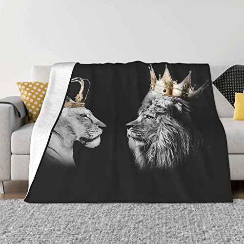 NETEDA Lion Blanket Queen and King Throw for Adults Lioness Couple Super Warm Soft Plush Lightweight Fleece Flannel Winter Bedding Gifts Women Kids 60'x80'