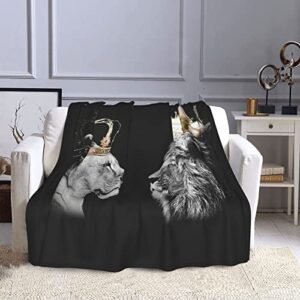 NETEDA Lion Blanket Queen and King Throw for Adults Lioness Couple Super Warm Soft Plush Lightweight Fleece Flannel Winter Bedding Gifts Women Kids 60'x80'