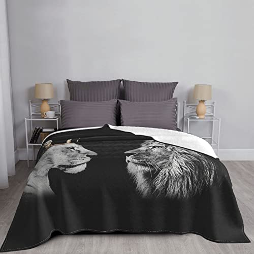 NETEDA Lion Blanket Queen and King Throw for Adults Lioness Couple Super Warm Soft Plush Lightweight Fleece Flannel Winter Bedding Gifts Women Kids 60'x80'